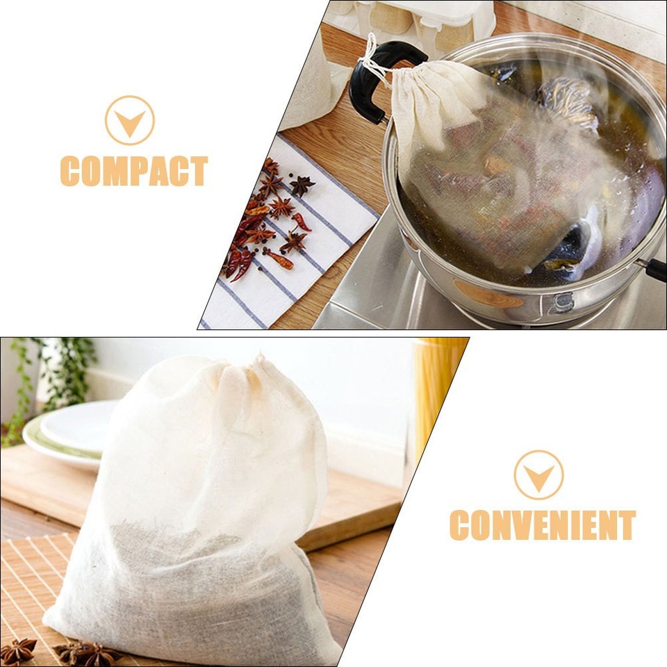 20 Pcs Reusable Cotton Drawstring Soup Cooking Bags Tea Spice Filter ...