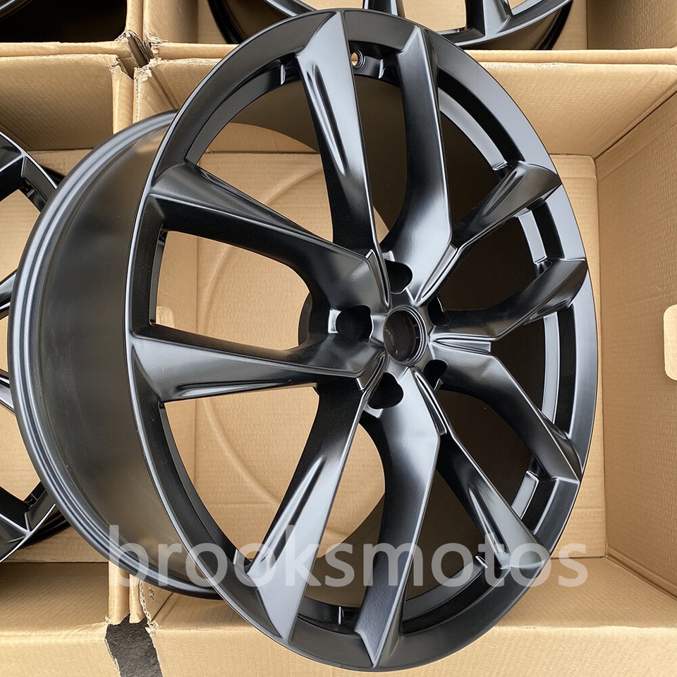 21" NEW STYLE BLACK STAGGERED WHEELS RIMS FITS TESLA MODEL S 21x9 21X10 ...
