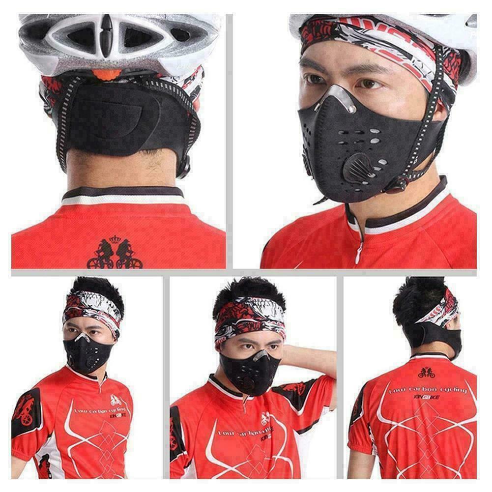 Washable Cycling Face Mask With Active Carbon Filter Breathing Valves ...