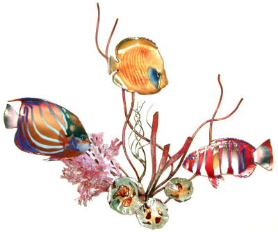 Bovano - Wall Sculpture - Blue Ring Angelfish, Golden Butterflyfish ...