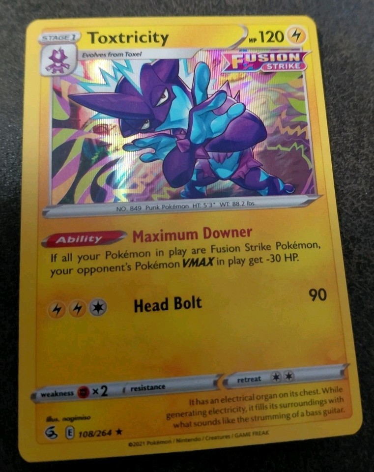 Toxtricity 2021 Fusion Strike Holo Rare Pokemon Card 108/264 (NM) | eBay