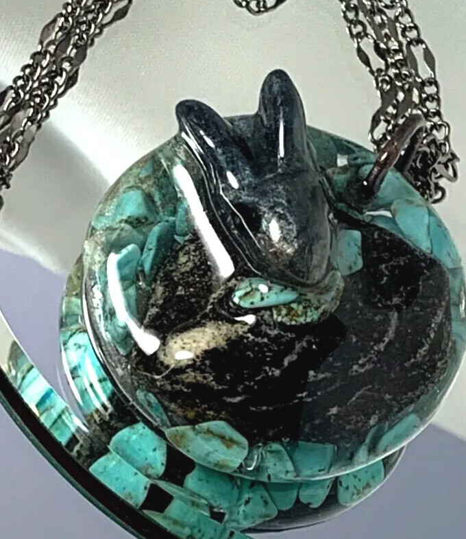 Handmade Artisan Gun Metal Black Chain Necklace, Belgian Black Stone ...