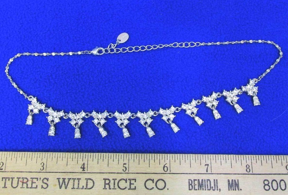 Icing Rhinestone Necklace Shimmering Rhinestones Silver Tone Metal 14 ...