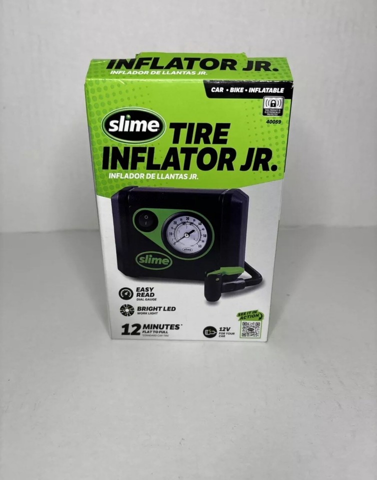Slime Tire Inflator Jr. Black 12V 100 PSI Analog Tire Inflator/Gauge ...