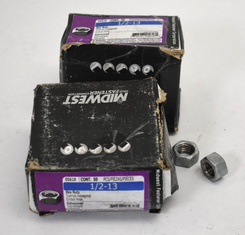 Lot of 100~ Midwest Fasteners Hex Nuts Galvanized Steel Hardware 1/2 ...