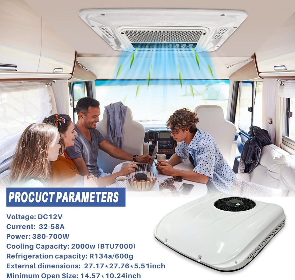 12VDC RV Rooftop Truck Air Conditioner Unit with For Truck Boat ...