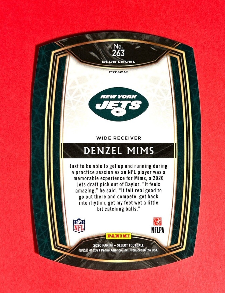 Denzel Mims ~ 2020 Panini Select ~ Neon Green Die-Cut Club Level Prizm ...