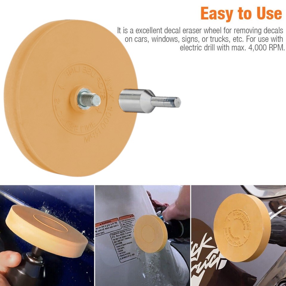 4'' Car Decal Remover For 3M Glue Rubber Eraser Wheel Remove Adhesive ...