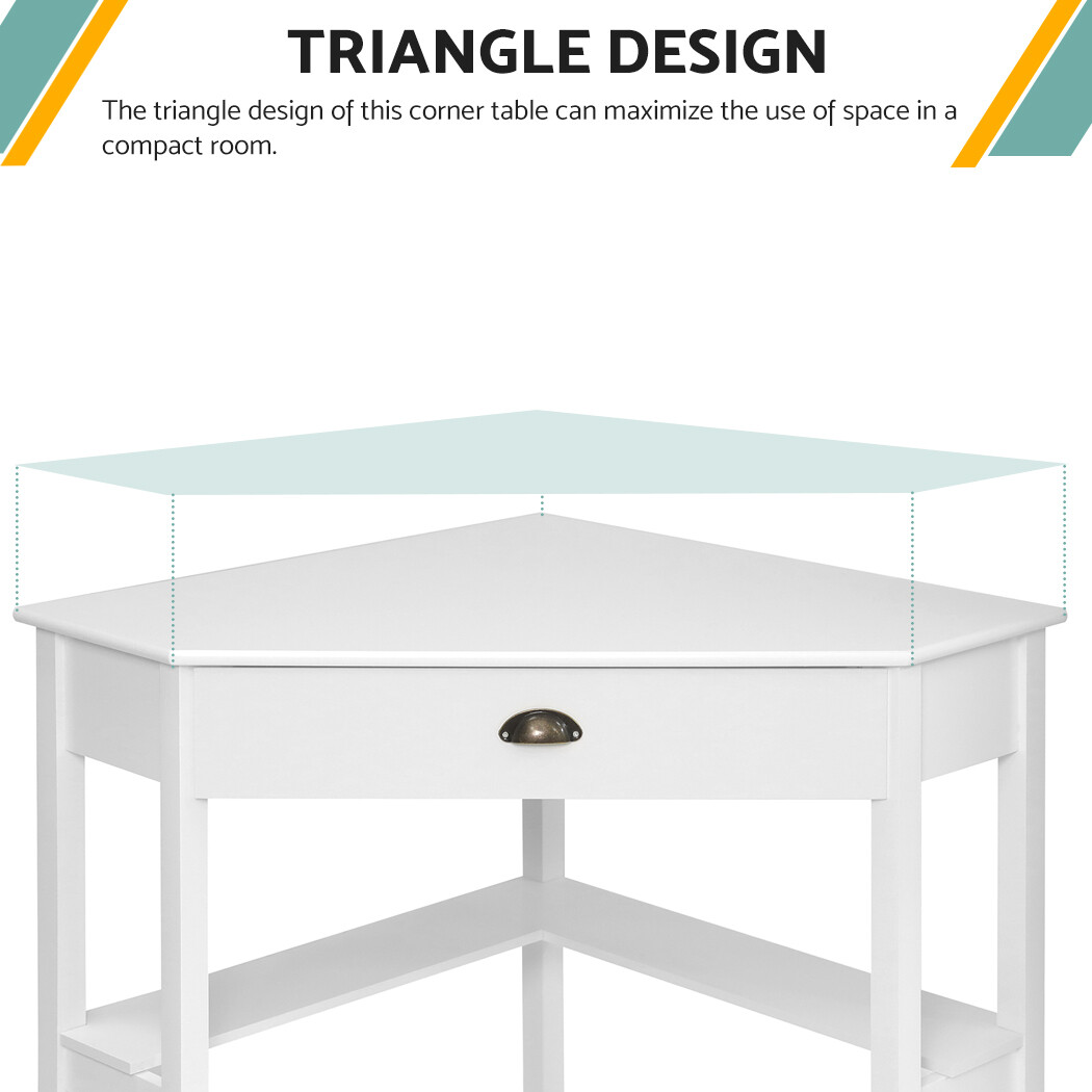 Corner Desk Triangle Computer Study Desk Workstation Storage Drawer ...