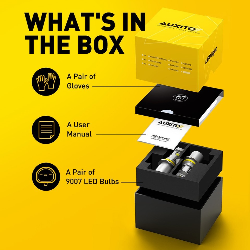 9007 HB5 80000LM LED Headlight Bulb High/Low Beam Lamp Clear White ...