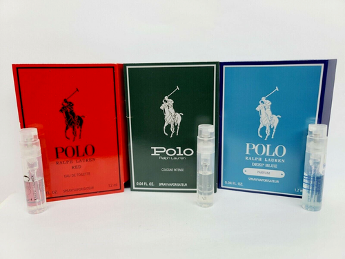 3 x Ralph Lauren POLO DEEP BLUE RED INTENSE Men's Cologne SAMPLE Spray ...