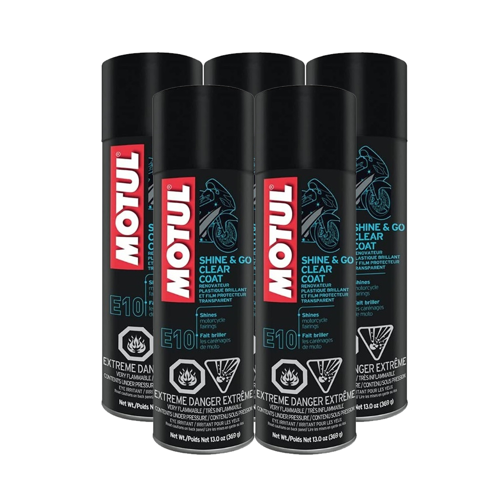 Motul E10 Motorcycle Shine & Go Silicone Clean Spray Cleaner 2.75L 5 x ...