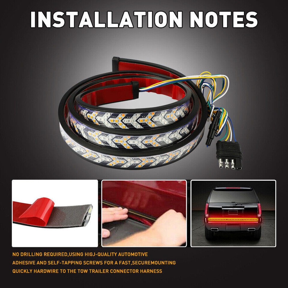 60" inch Truck Tailgate Bar Brake Reverse Turn Signal Stop LED Light ...