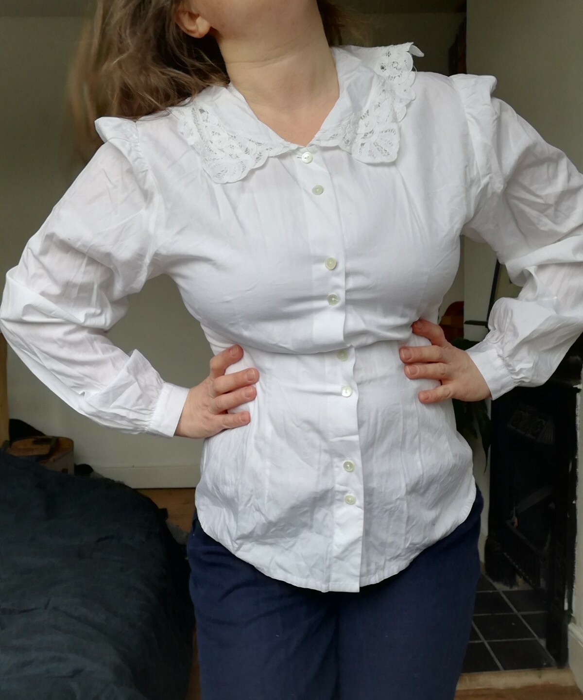 VINTAGE LAURA ASHLEY 80s 70s WHITE Broderie Anglaise … - Gem