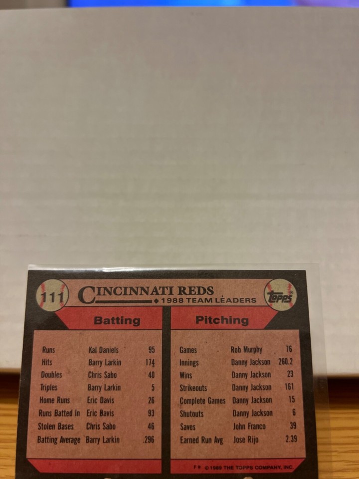 Cincinnati Reds Leader Reds 1998 team leaders 1989 Topps Card # 111 | eBay