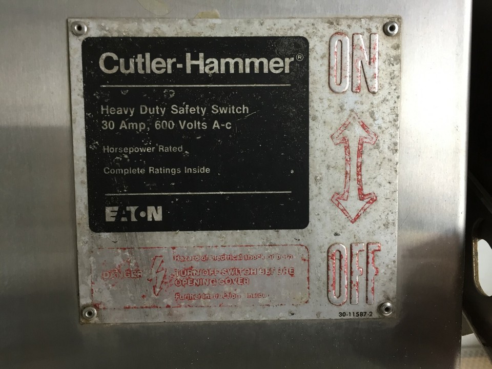 CUTLER HAMMER DH361FWK 30 AMP 600 VOLT OUTDOOR DISCONNECT..D-189 | eBay