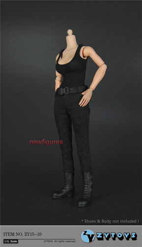 1/6 Female Clothes Leather Jacket Pants Vest Terminator TX Costume ...