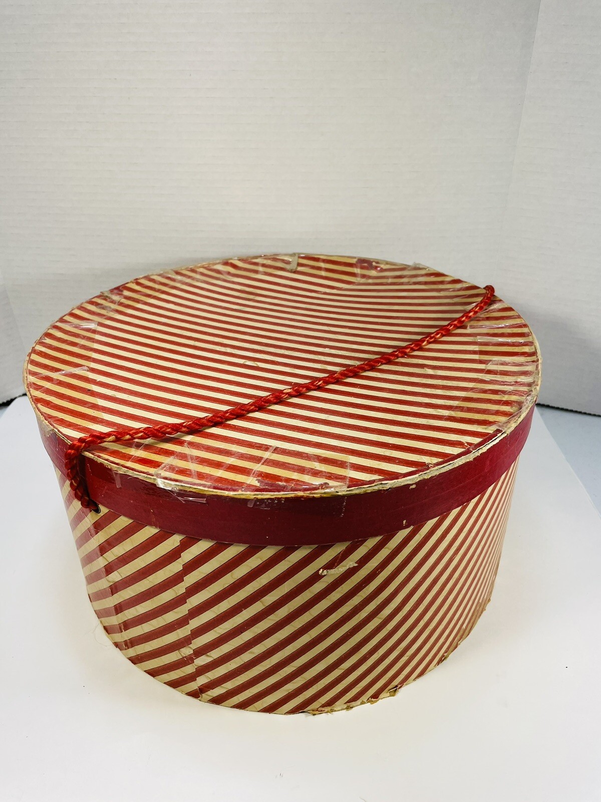 Lot of 2 Large Vintage Round Cardboard Clear See Thru Sides Striped Hat ...
