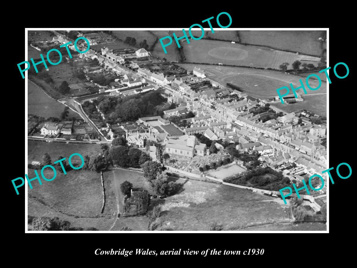 OLD 8x6 HISTORIC PHOTO OF COWBRIDGE WALES AERIAL VIEW OF THE TOWN c1930 ...