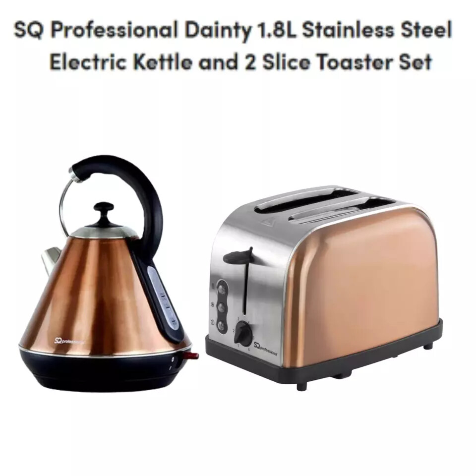 Retro Stainless Steel 1.8L Kettle 360° Swivel Base & 2 Slice Toaster ...