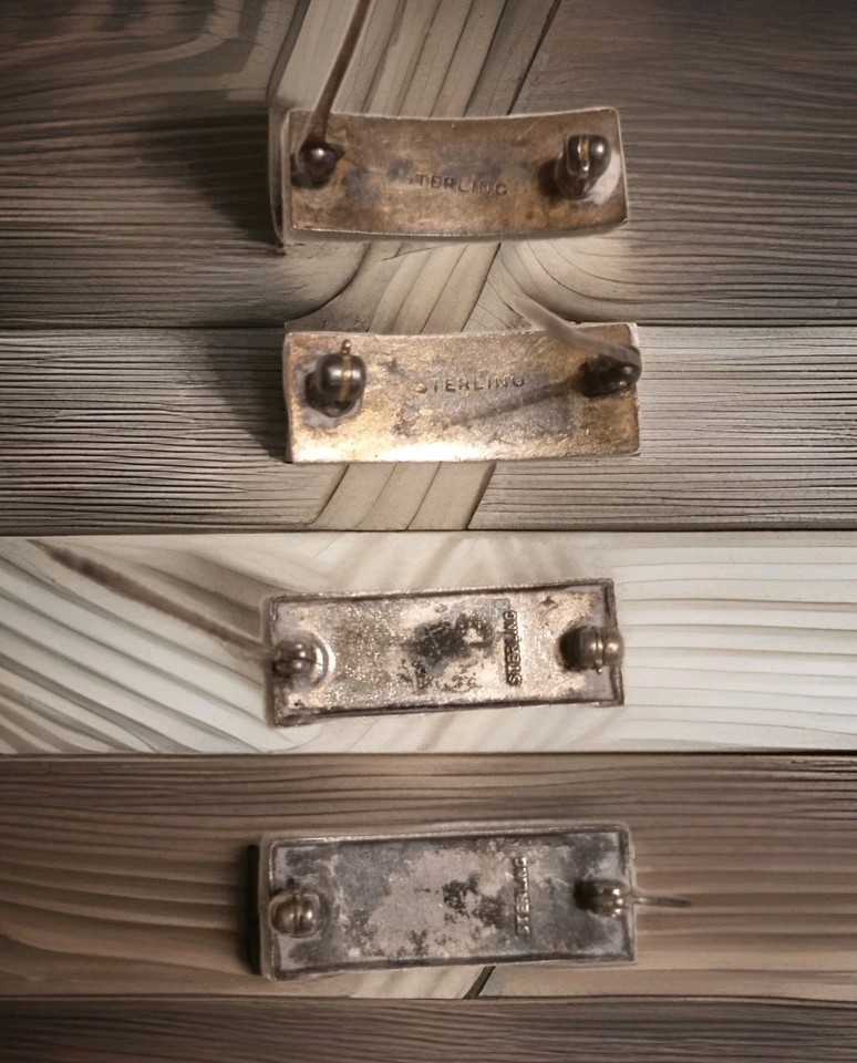 WWII US Army Officer Lieutenant Bars Rank Insignia Sterling Silver 5 ...