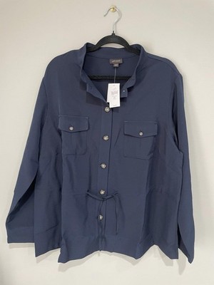 J Jill Button Down Shirt Navy Blue Size 2X Women’s New w Tag | eBay