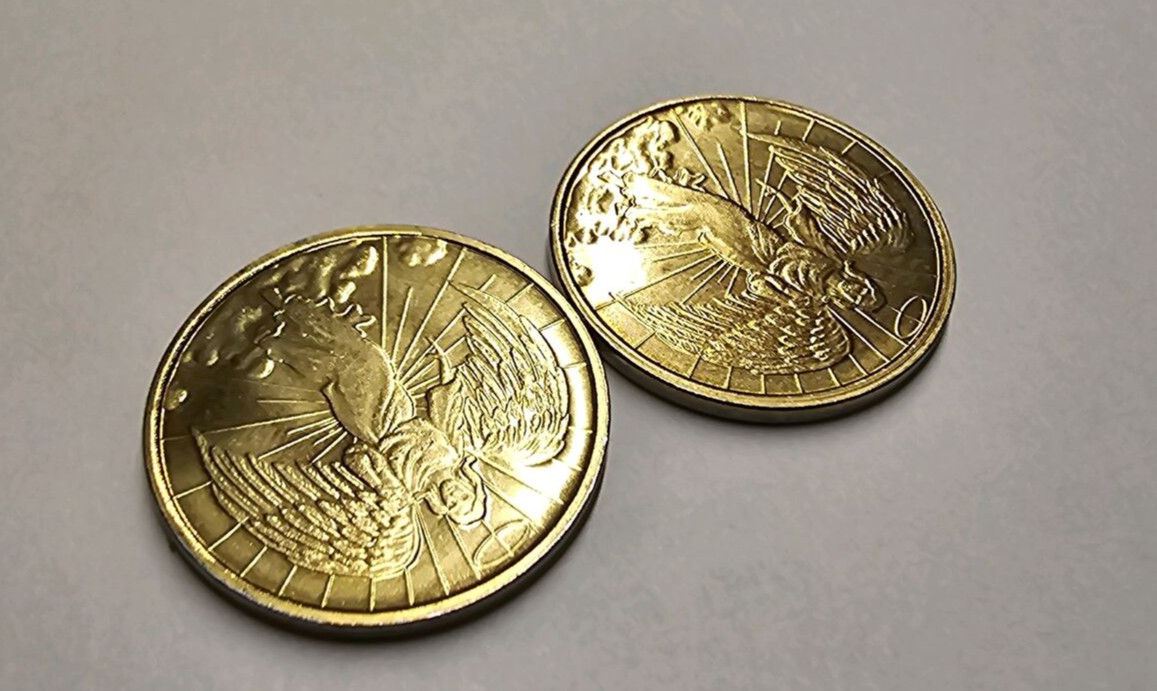 VINTAGE ANTIQUE RELIGIOUS GOLD ANGEL COINS DOUBLE SIDED LOT OF 2 (2G811 ...