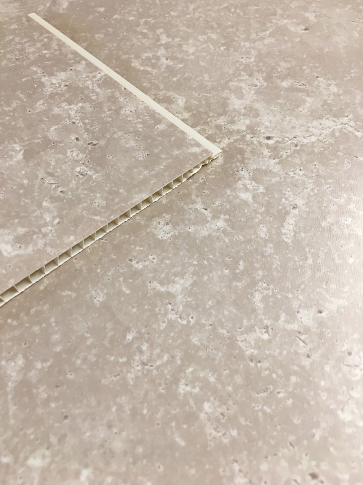 10 Light Concrete Beige PVC Bathroom Cladding Plastic Shower Wet Wall ...