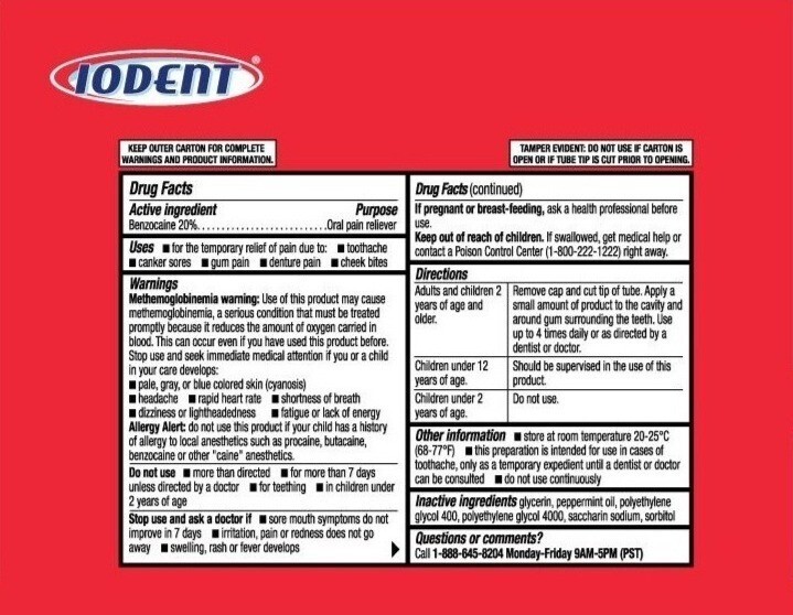 IODENT Maximum Strength Oral Analgesic Gel 0.42oz Relief for toothache ...