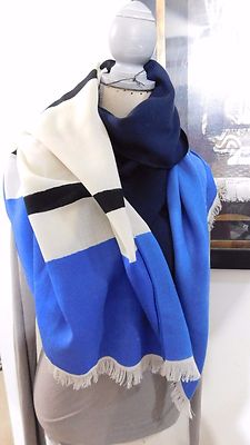 KATE SPADE Medium and Navy Blue, Cream Wool Scarf | eBay