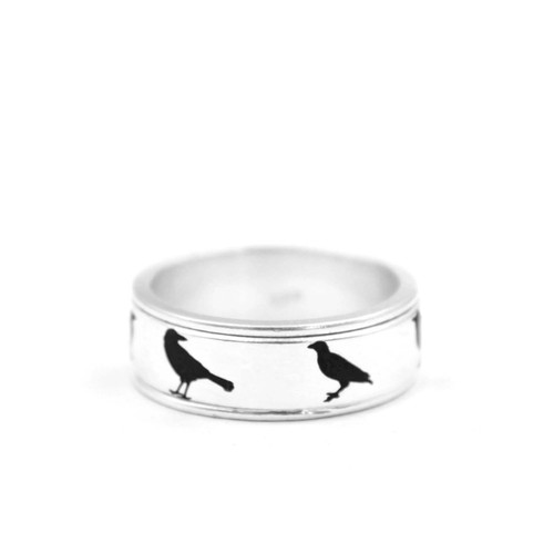 Crow Spinner Ring 925 Sterling Silver Handmade Meditation Jewelry Gift ...