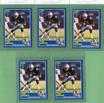 1989 Score Football ~ Card #86 ~ Tim Brown Rookie x {5} {b} ~ NM - MT ...