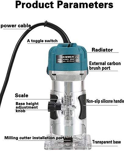 Palm Router Electric Hand Trimmer Wood Router Collets Woodworking Tool ...