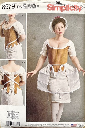 SIMPLICITY 8579 18th Century Corset Costume Sewing Pattern Size 14 - 22 ...