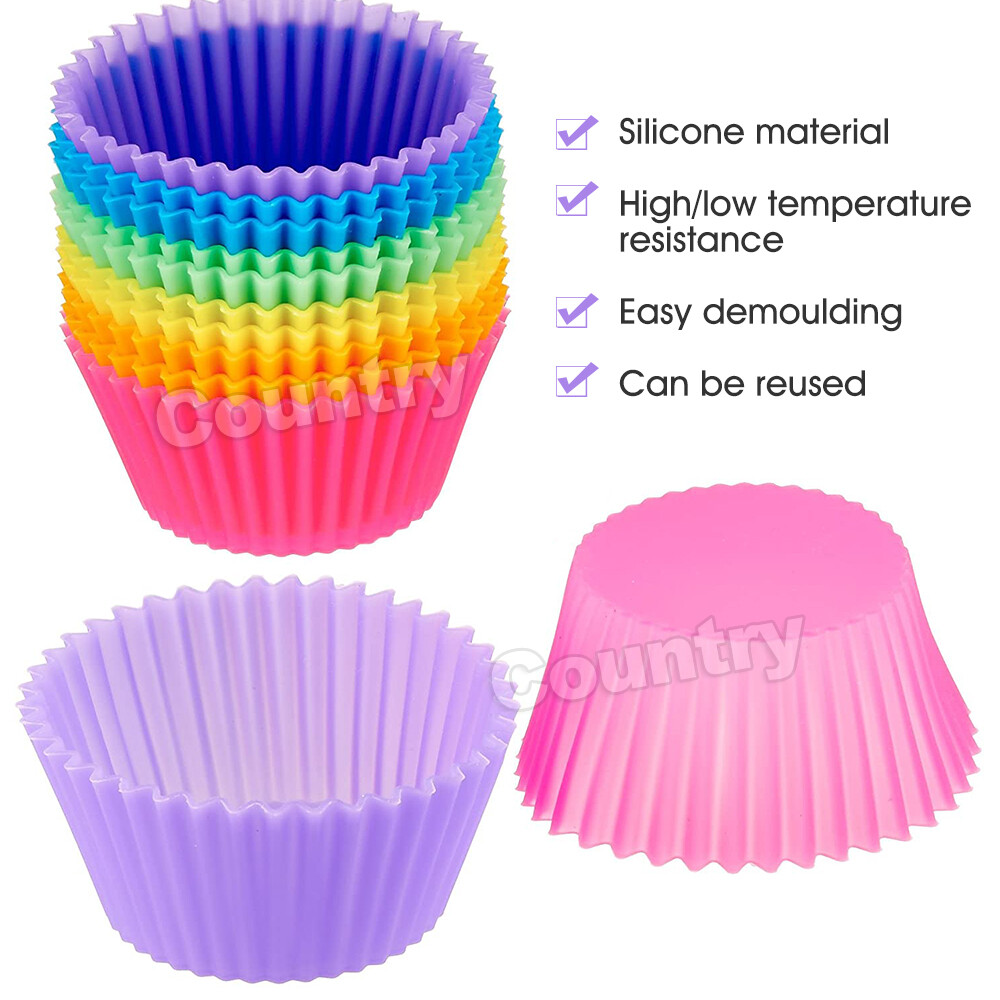20x Muffin Silicone Cupcake Case Round Cup Cake DIY Bake Mold Baking ...
