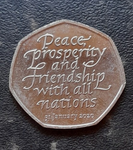 Very Rare Brexit 50p coin Peace Prosperity and Friendship with all ...