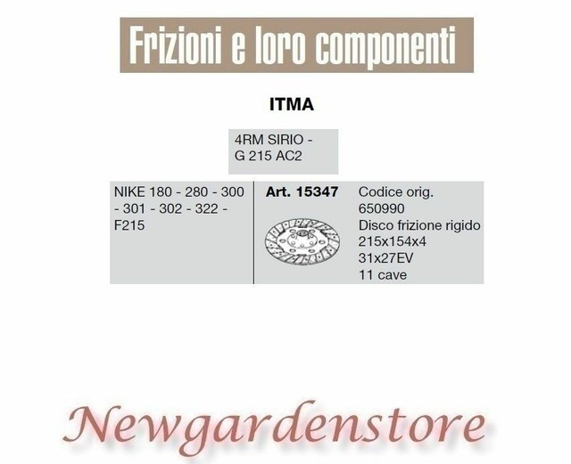 Disque Embrayage 15347 Tracteur Itma Nike 180 280 300 301 302 322 F215 ...