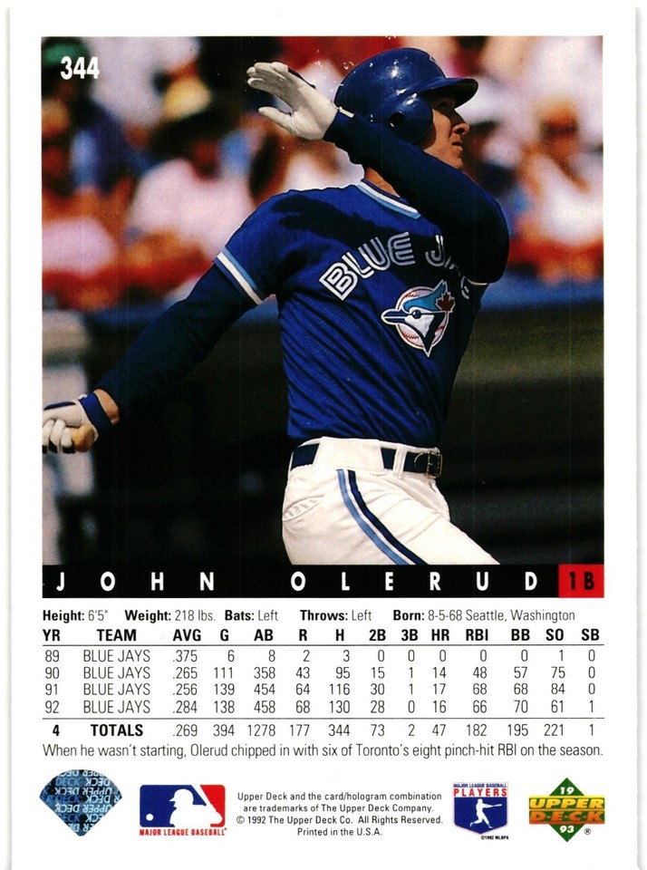 1993 Upper Deck - John Olerud #344 | eBay