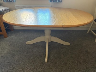 M&S Padstow Wooden with Ivory Colour Underlay Round Extending Table & 4 ...
