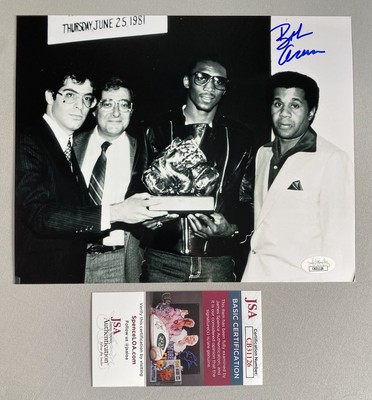 TOP RANK BOXING BOB ARUM AUTOGRAPH 8x10 PHOTO w. THOMAS HEARNS JSA ...