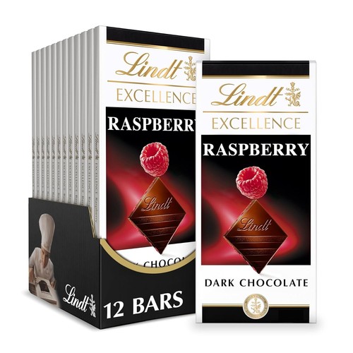 Lindt EXCELLENCE Raspberry Dark Chocolate Candy Bar, 12 Pack, 3.5 oz ...
