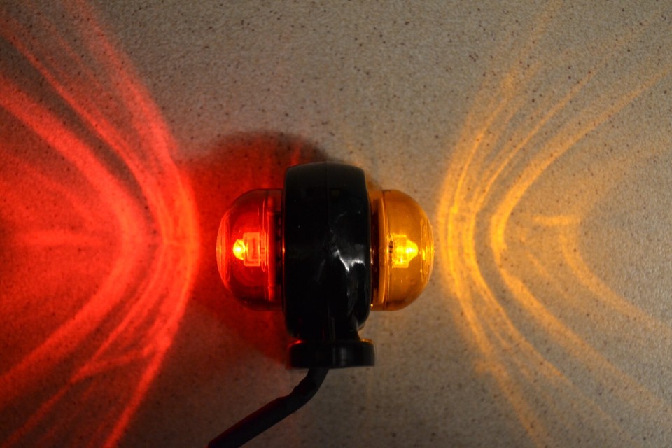 2 x 12V LED Red Orange Side Marker Lights Lamps Truck for Iveco Scania ...