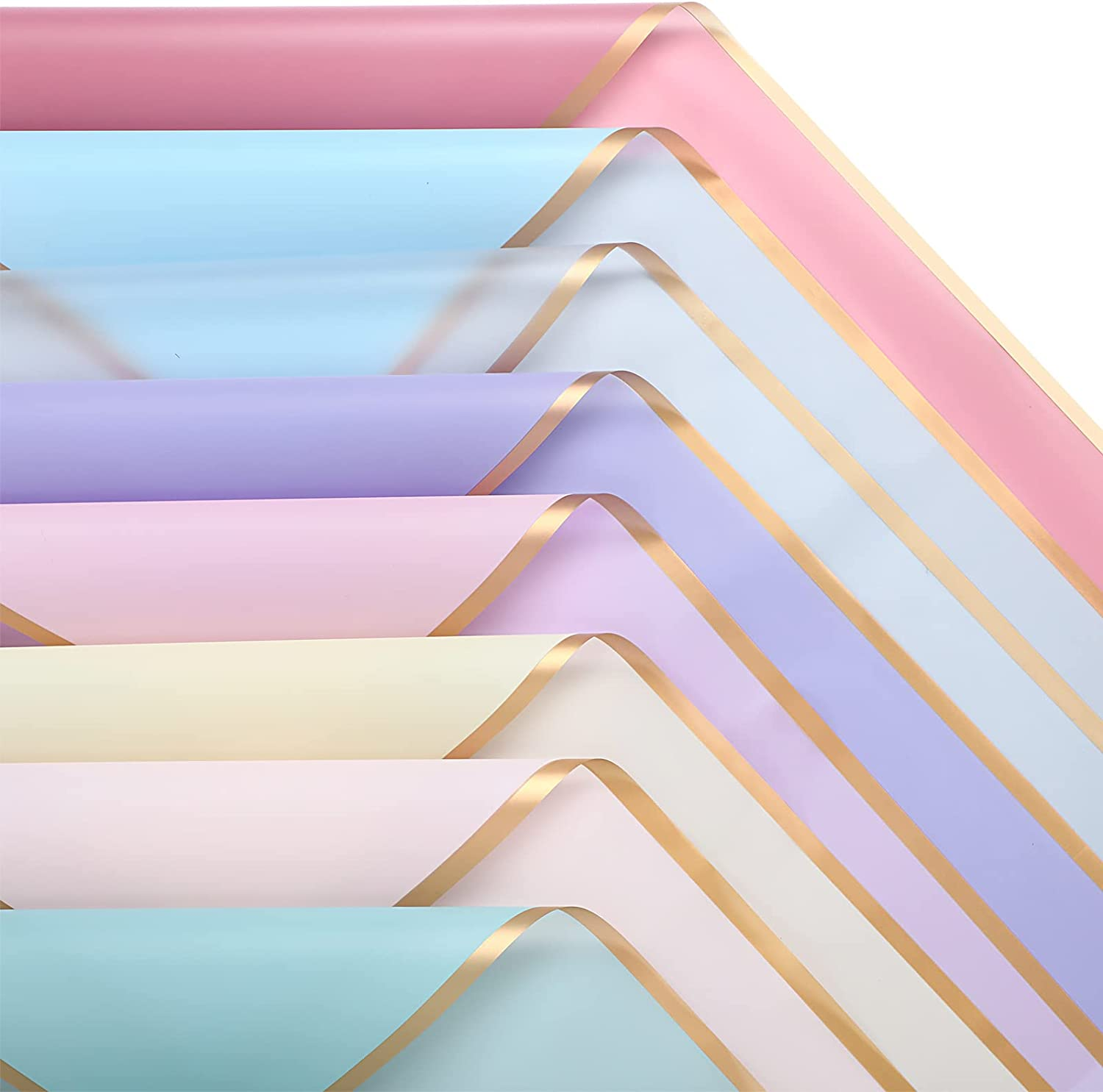 160 Sheets Gold Edge Flower Wrapping Paper Florist Bouquet Wrapping ...