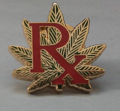 Medical marijuana cannabis brass/enamel 1" lapel pin with butterfly ...