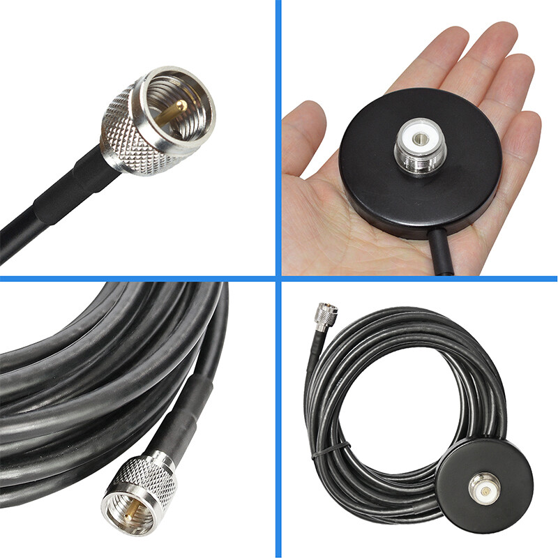 SO239 Magnet Antenna Mount Base Mini-UHF Plug & 5M RG-58 Cable Mobile ...