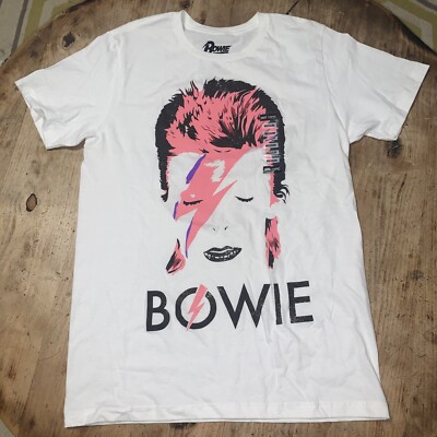 NEW BOWIE Bowie Shirt T Size M Tee LIGHTING BOLT pink Punk White HOT ...