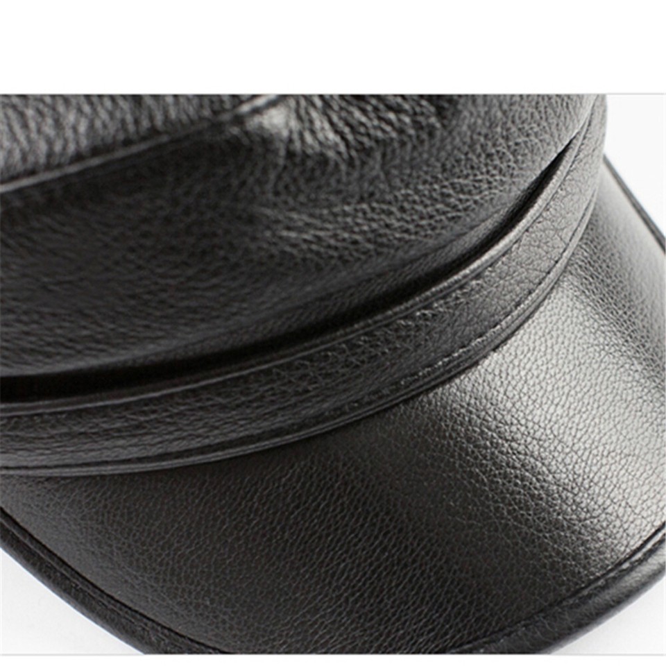 Real Leather Newsboy Cap Women Black Baker Boy Hat Genuine Sheepskin ...