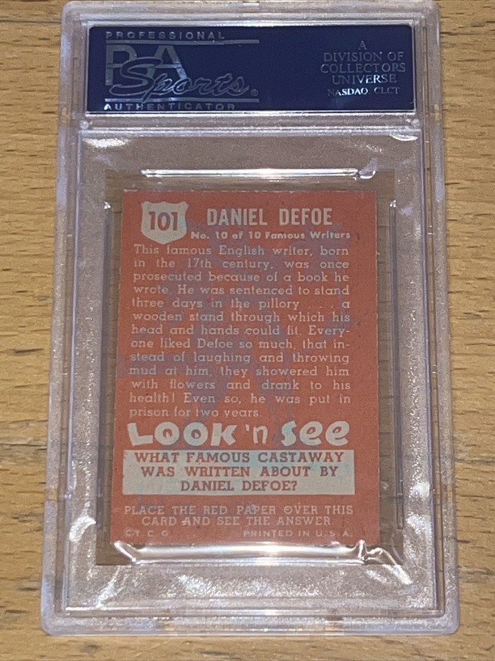 1952 TOPPS LOOK 'N SEE PSA 7 Daniel De Foe #101 Low Pop | eBay