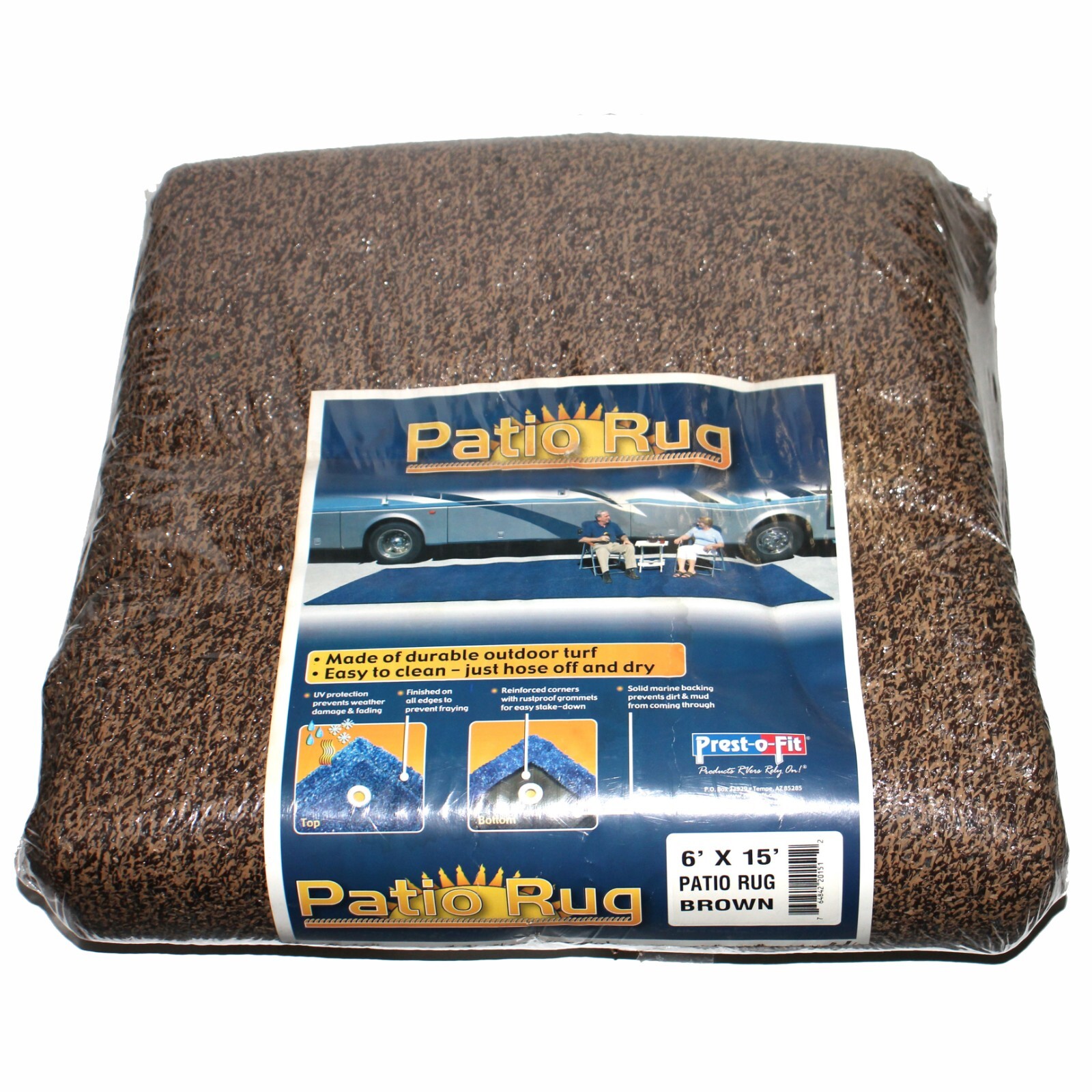 Patio Rug 6' x 15' Brown Made of Durable Turf Easy to Clean Camping ...