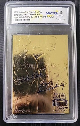 YANKEES MURDERERS' ROW BABE RUTH & LOU GEHRIG 23KT GOLD CARD - GEM MINT ...